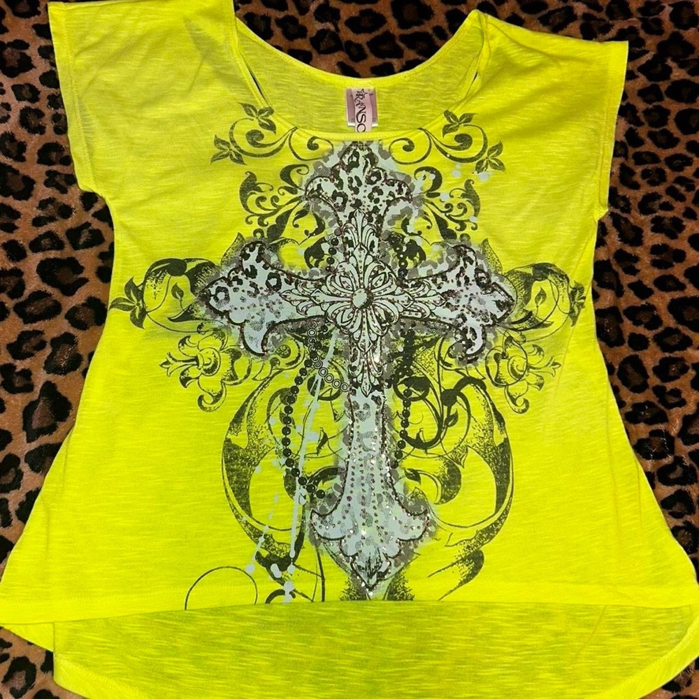 Y2k Grunge Cross Yellow Top - Gem